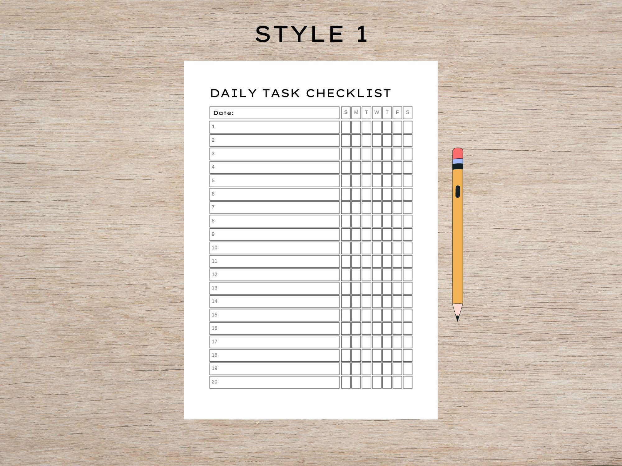 Daily Task Checklist Printable, to Do List Template, Plan Your Daily ...