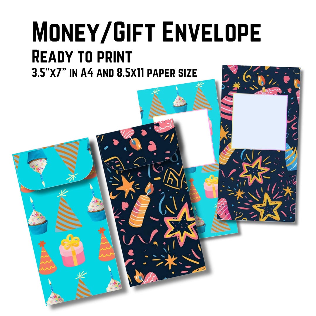 Birthday Gift Money Envelope Printable, Kids Cash Present, DIY Cash ...