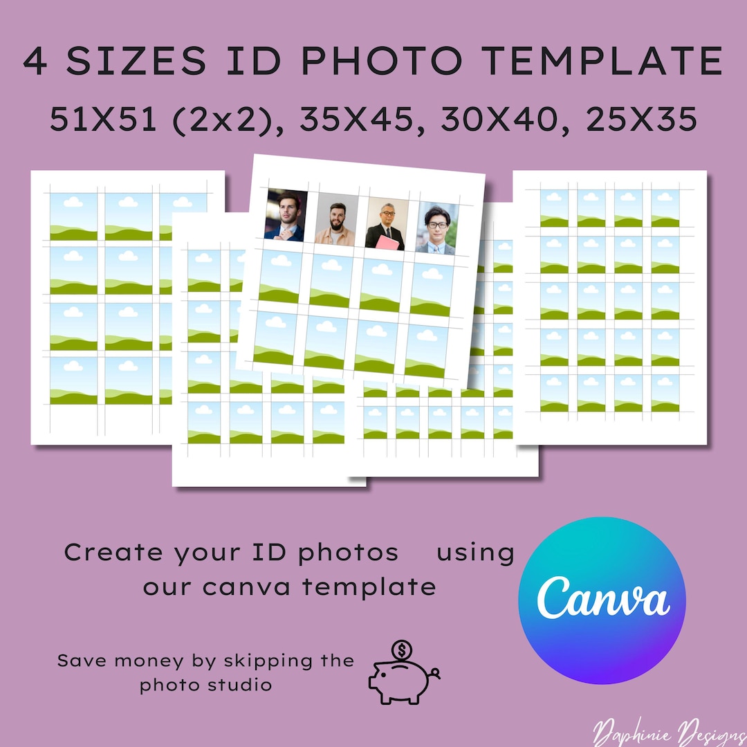 ID Card Photo Canva Template – Easy-to-use, Multi-size, Printable for ...