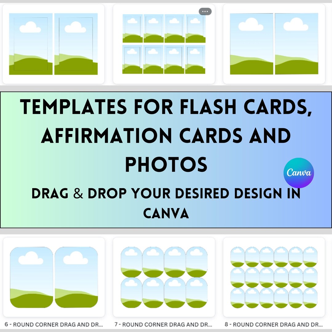 Affirmation Card Template, Flash Card Template, Photo Template, Drag ...