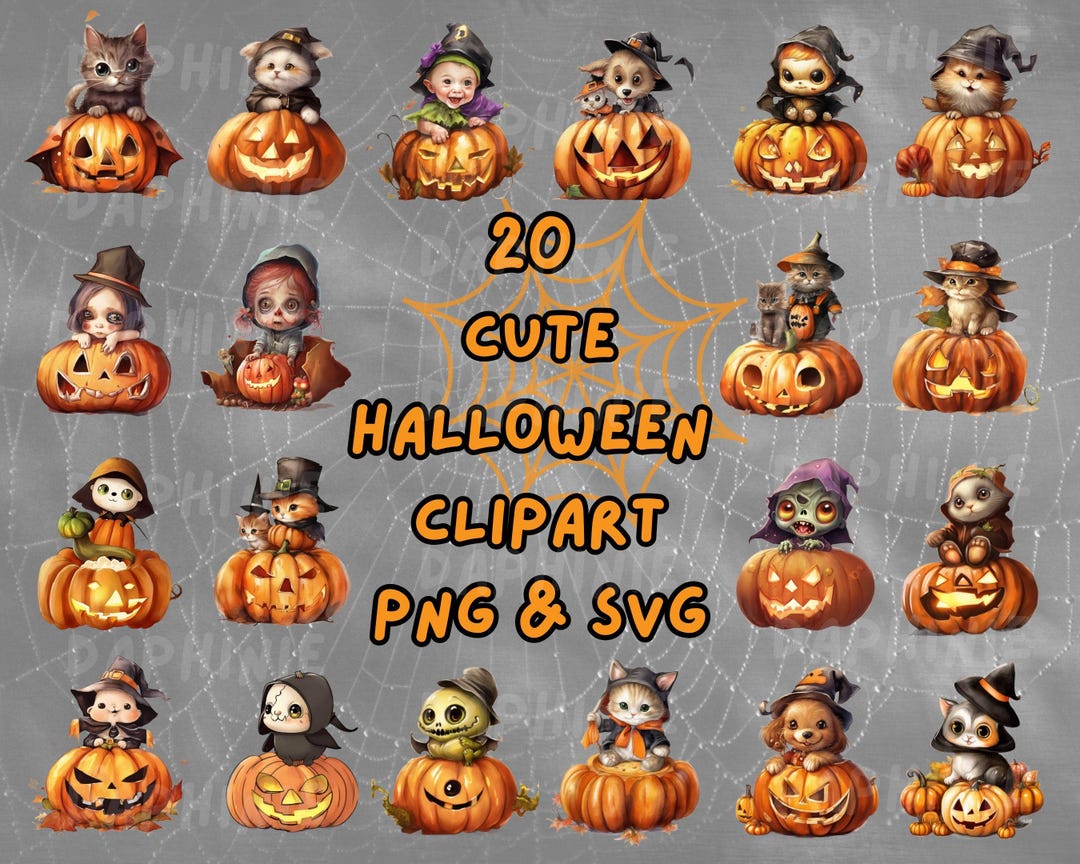 Cute Halloween Clipart, Halloween PNG Image, Halloween Party Gift ...