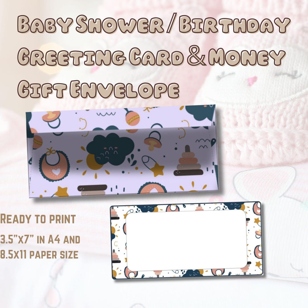 Baby Shower Money Gift Envelope and Greeting Card Set, 10 Design ...