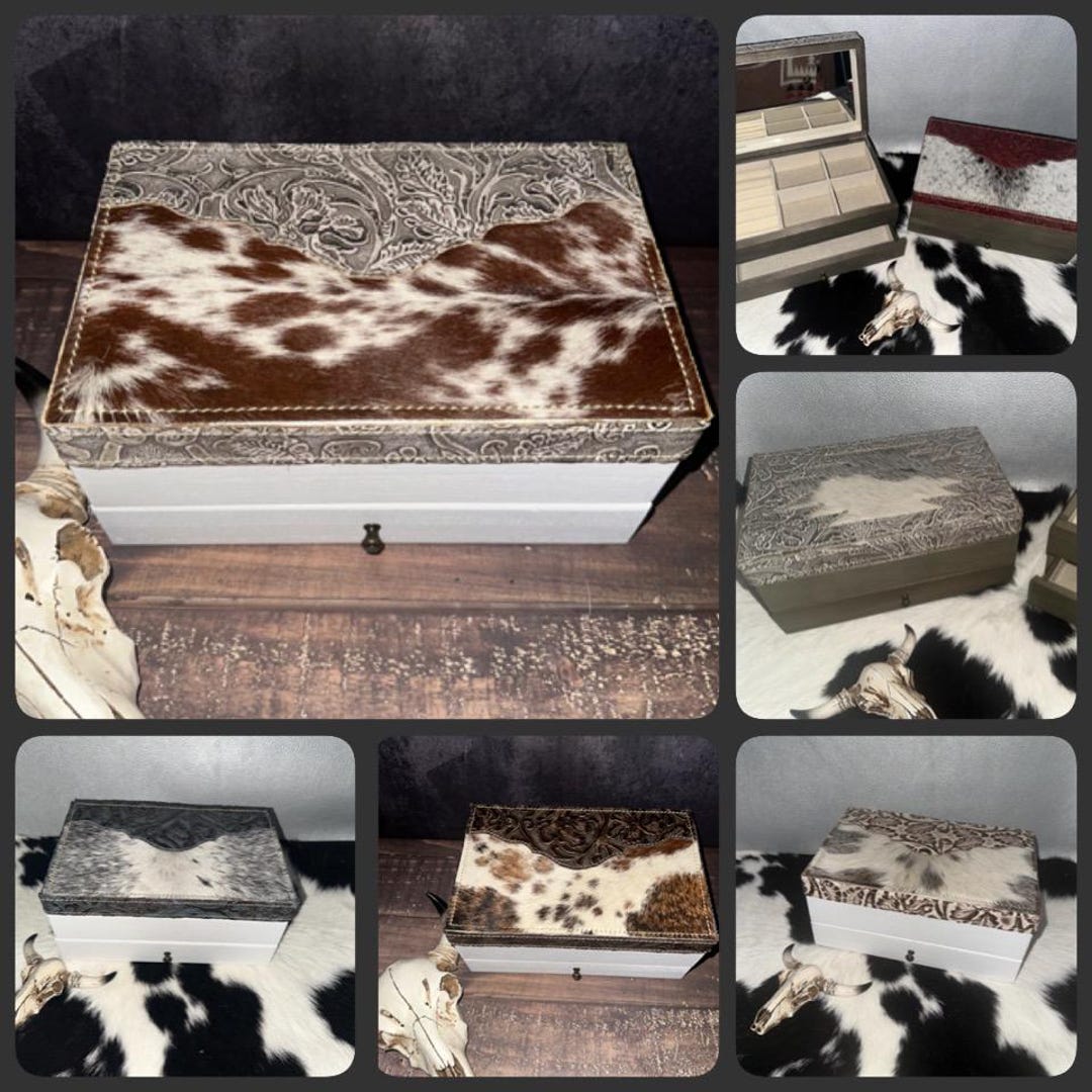 Western Cowhide and Leather Jewelry Boxes. Genuine Hair on Hide and ...