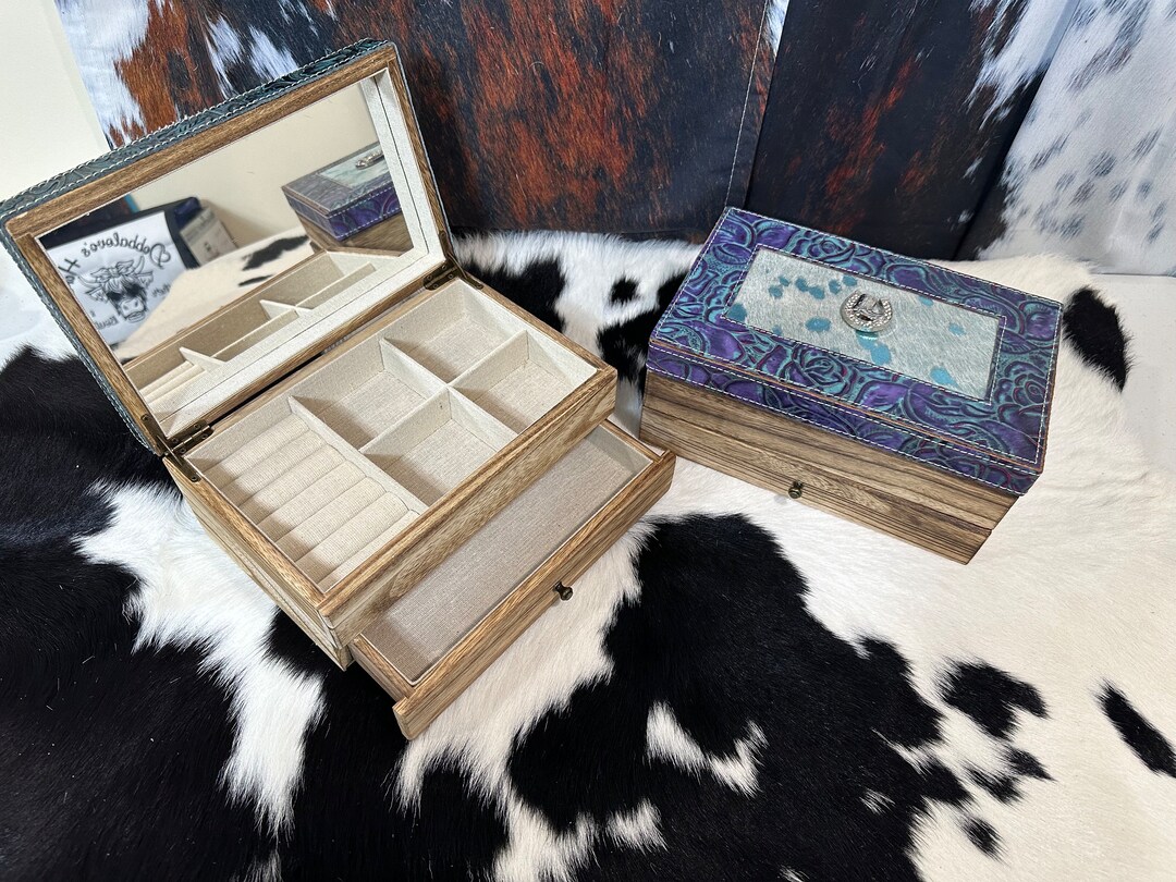 Western Cowhide and Leather Jewelry Boxes. Genuine Hair on Hide and ...