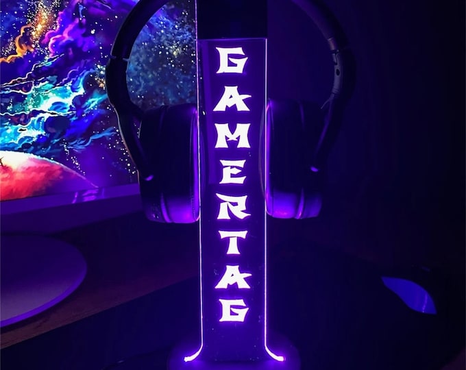 Personalized LED Neon Sign Lamp Headphone Stand Custom Gamertag 3D ...
