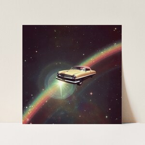 Car Rainbow in Space PRINTABLE, Photography, Album Art, Trippy, Teal ...