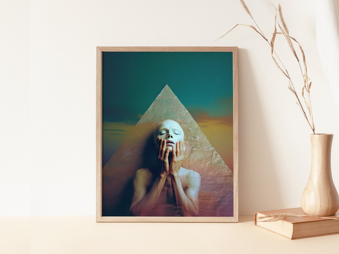 Alien Pyramid Gradient PRINTABLE, Photography, Album Art, Trippy, Teal ...