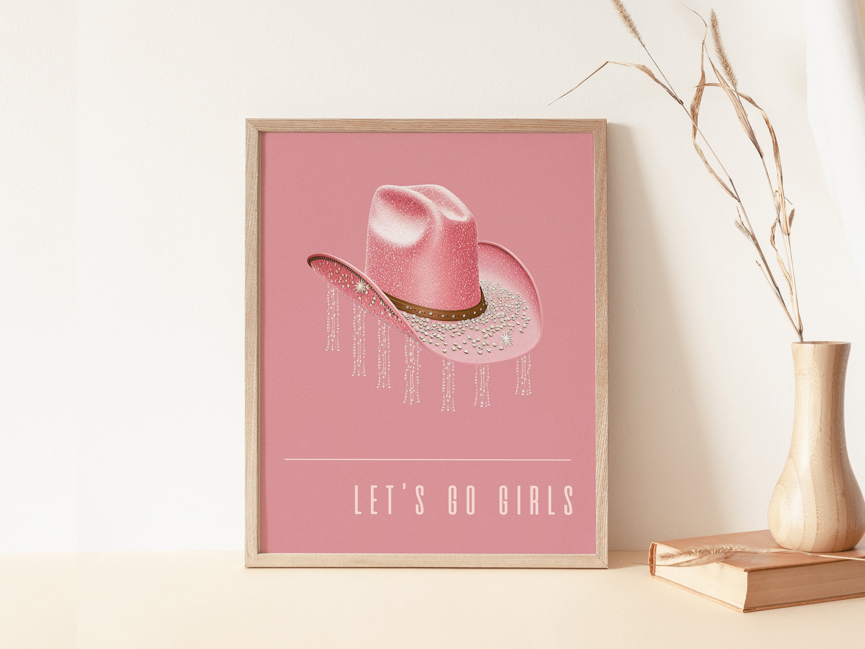 Pink Cowboy Hat PRINTABLE, Western Wall Art, Rhinestones, Boho Wall ...
