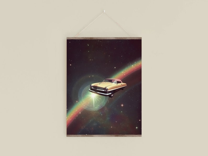 Car Rainbow in Space PRINTABLE, Photography, Album Art, Trippy, Teal ...