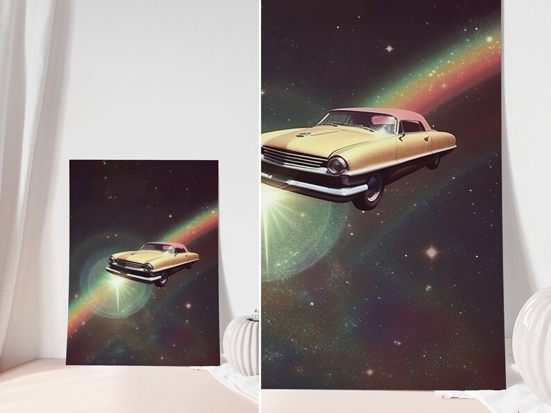 Car Rainbow in Space PRINTABLE, Photography, Album Art, Trippy, Teal ...