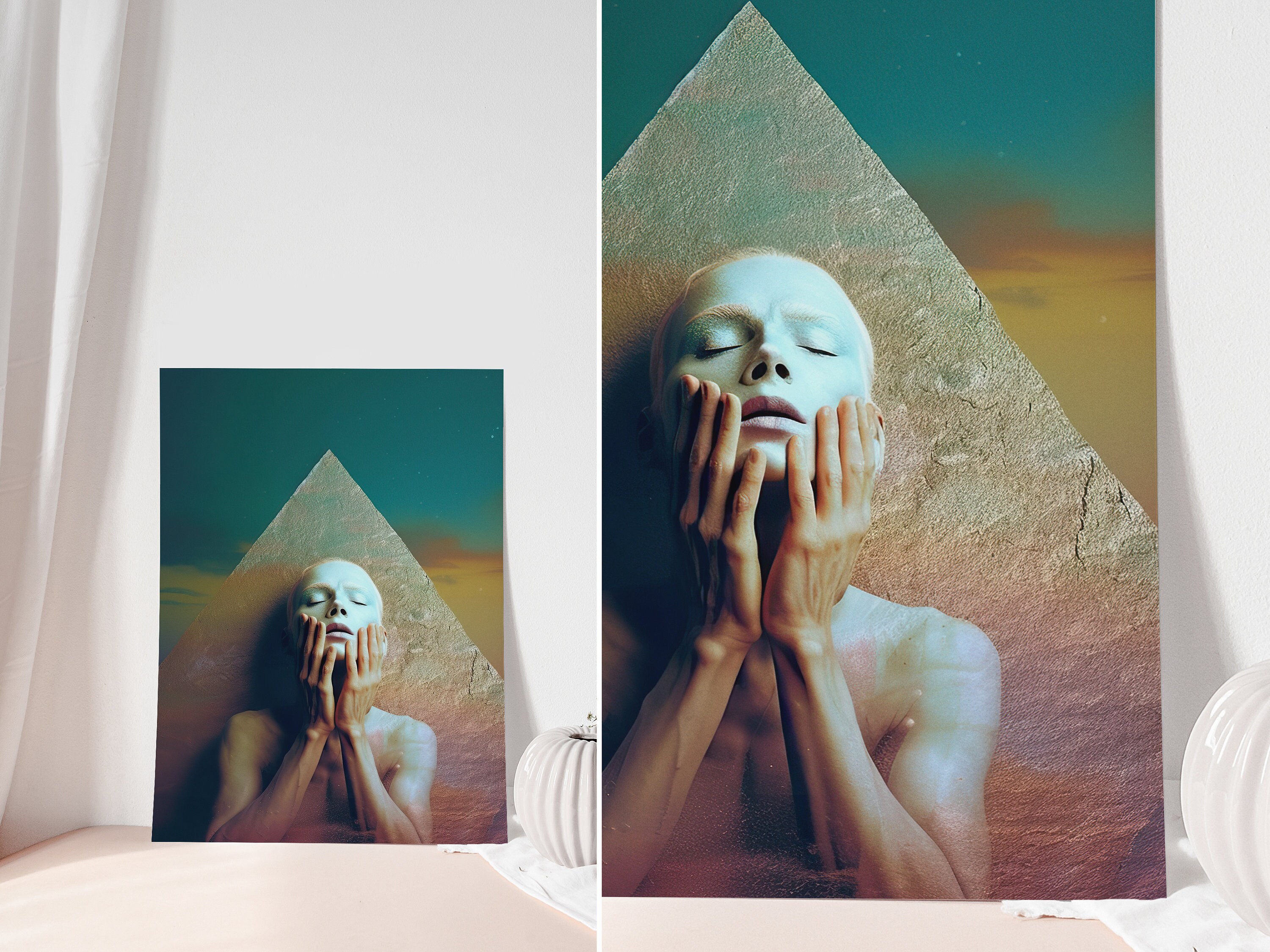 Alien Pyramid Gradient PRINTABLE, Photography, Album Art, Trippy, Teal ...