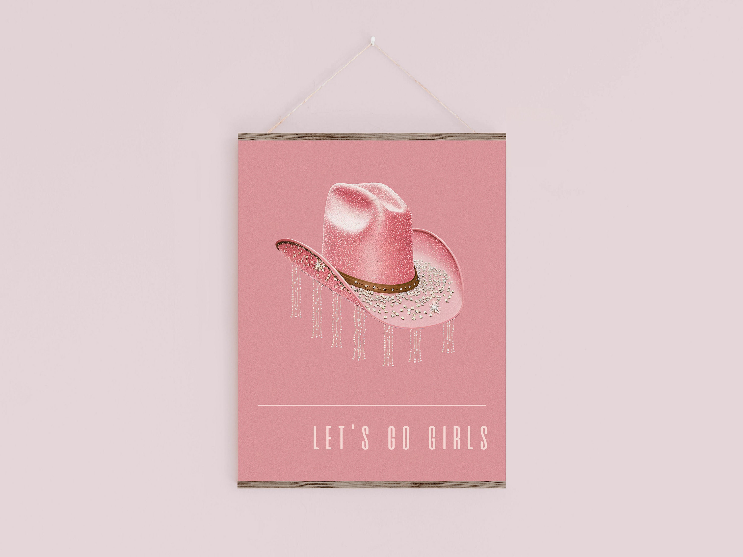 Pink Cowboy Hat PRINTABLE, Western Wall Art, Rhinestones, Boho Wall ...