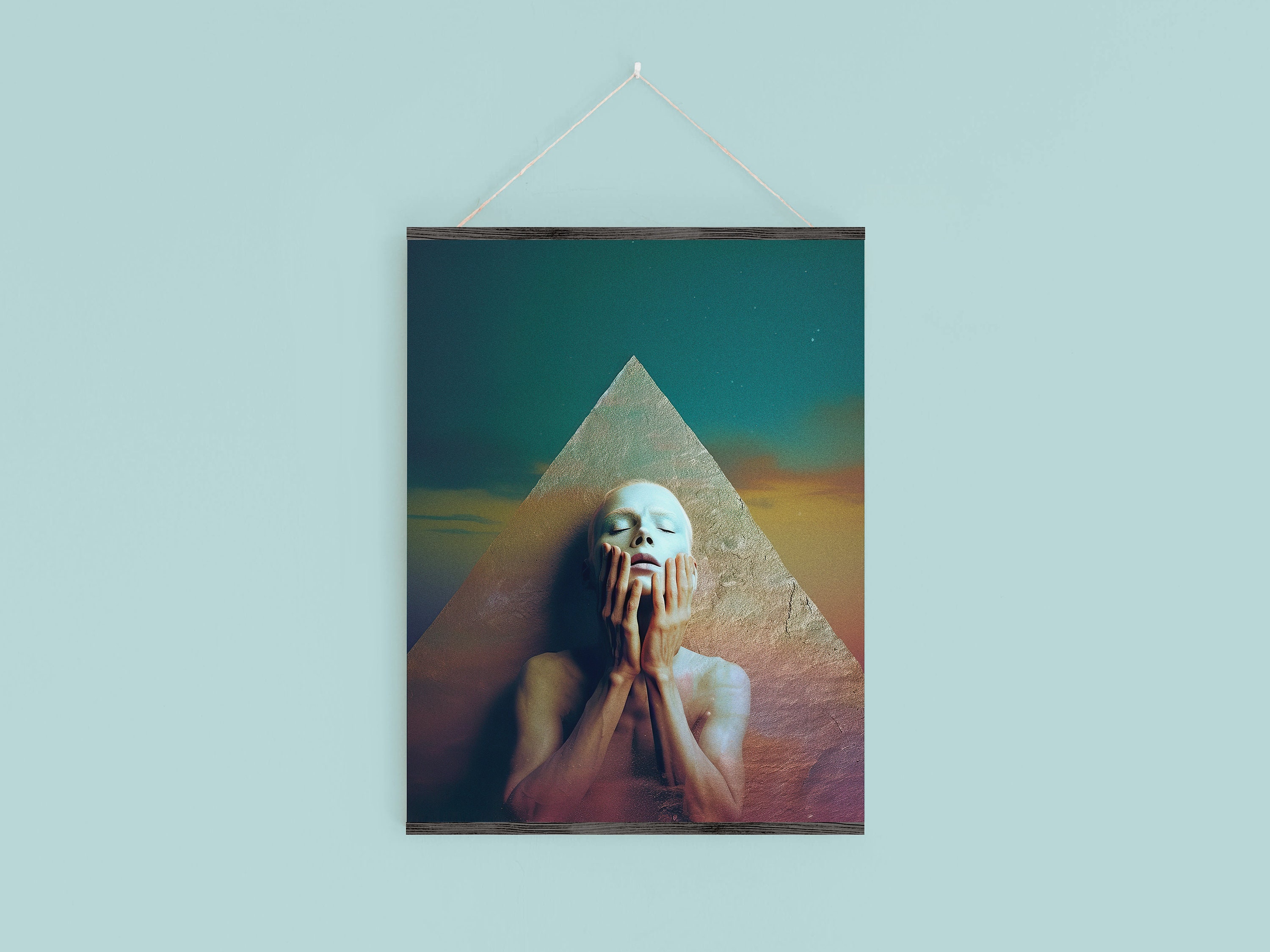 Alien Pyramid Gradient PRINTABLE, Photography, Album Art, Trippy, Teal ...