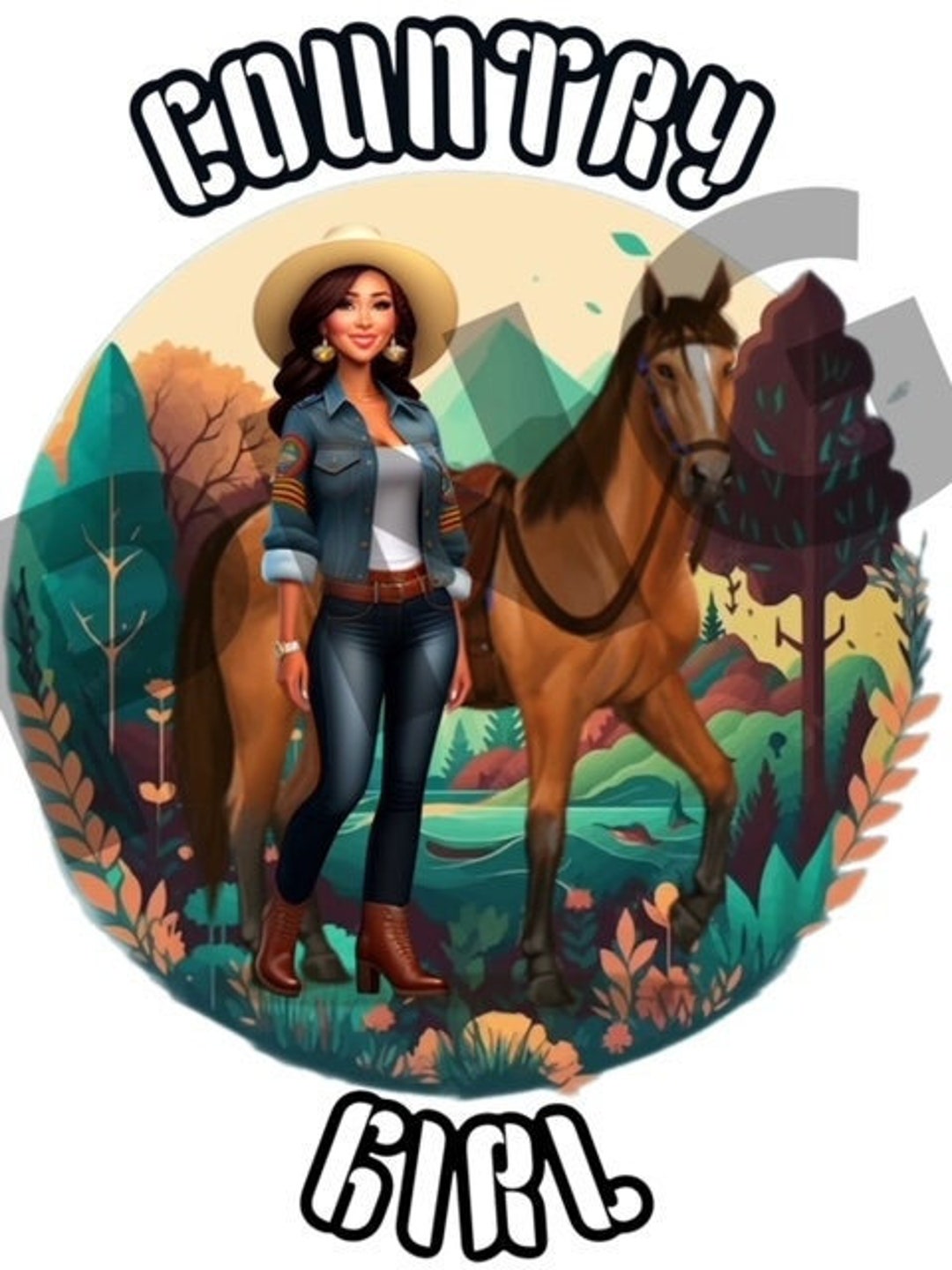 Transparent country Girl Digital Download, DTF, Sublimation, PNG Image ...