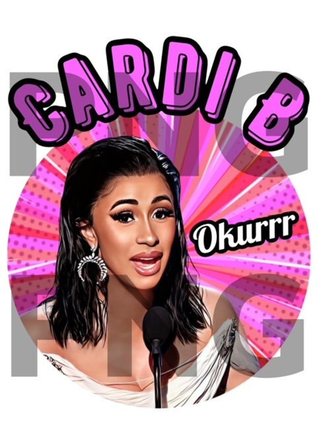 Transparent "cardi B" Digital Download, DTF, Sublimation, PNG Image - Etsy