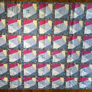 Pieced Blocks Bordered With Flowers. 100% Cotton With Color-matched ...