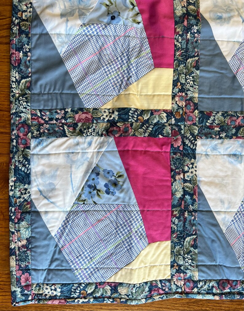 Pieced Blocks Bordered With Flowers. 100% Cotton With Color-matched ...