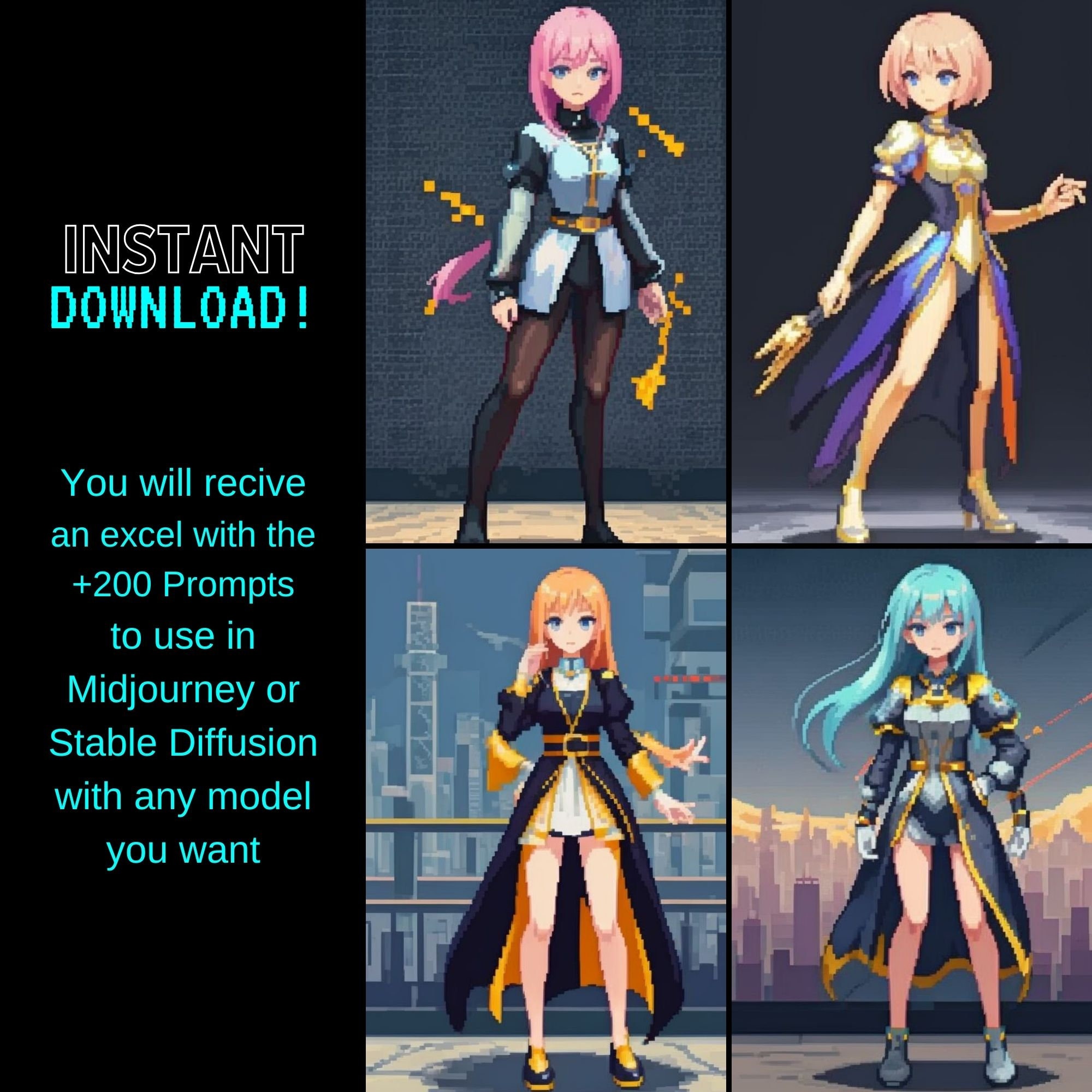 STABLE DIFFUSION - MIDJOURNEY Pixel Art Prompts - Etsy