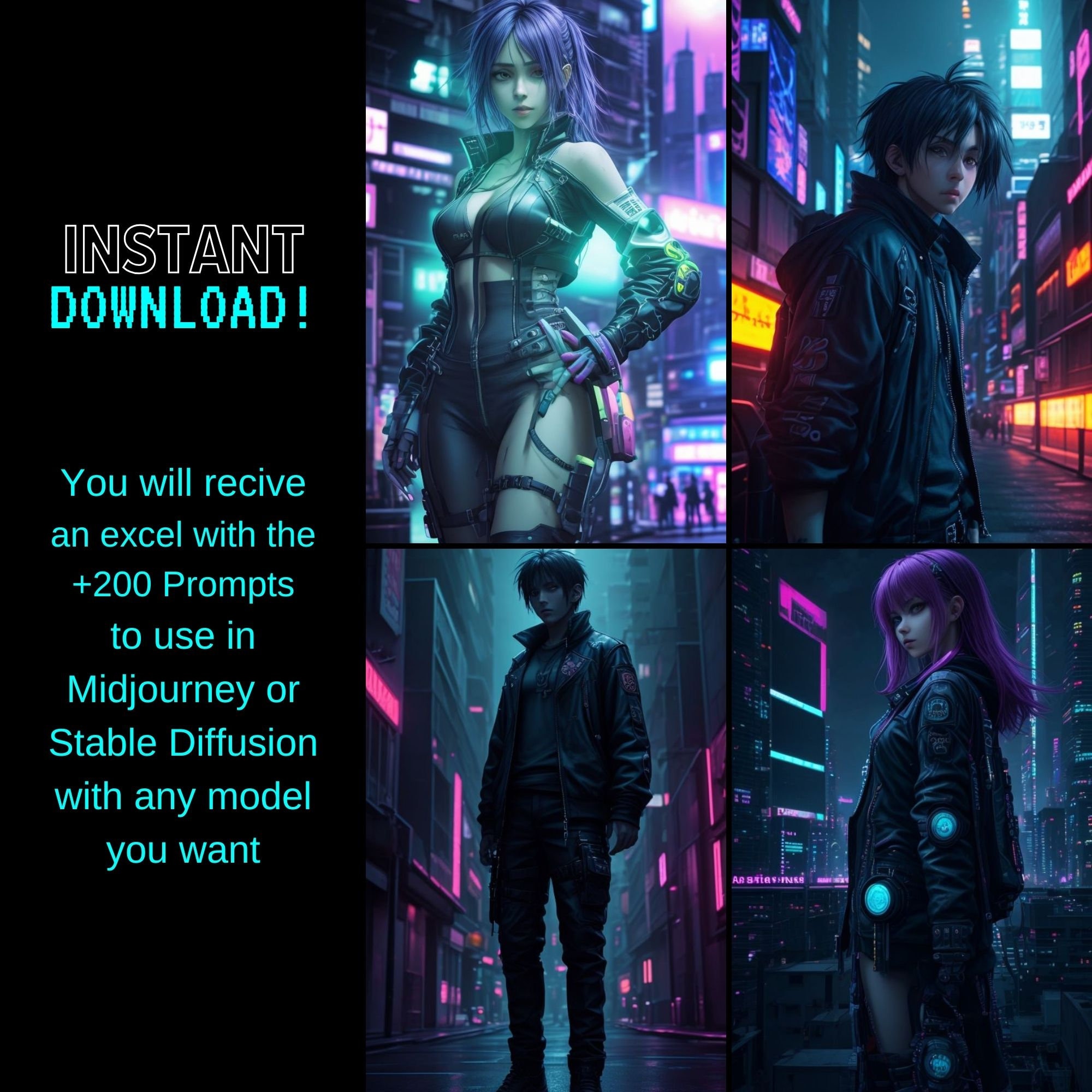 STABLE DIFFUSION - MIDJOURNEY Cyberpunk Anime Prompts - Etsy