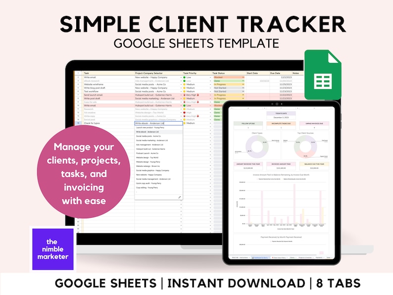 Client Tracker Spreadsheet | Google Sheets Template for Consultants ...