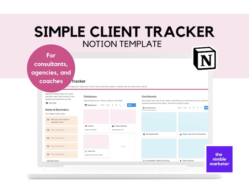 Client Tracker Notion Template for Freelancers, Consultants and Coaches CRM Client Management ...