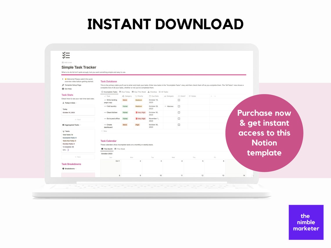 Task Tracker Notion Template |to-do List Planner | Notion Task ...