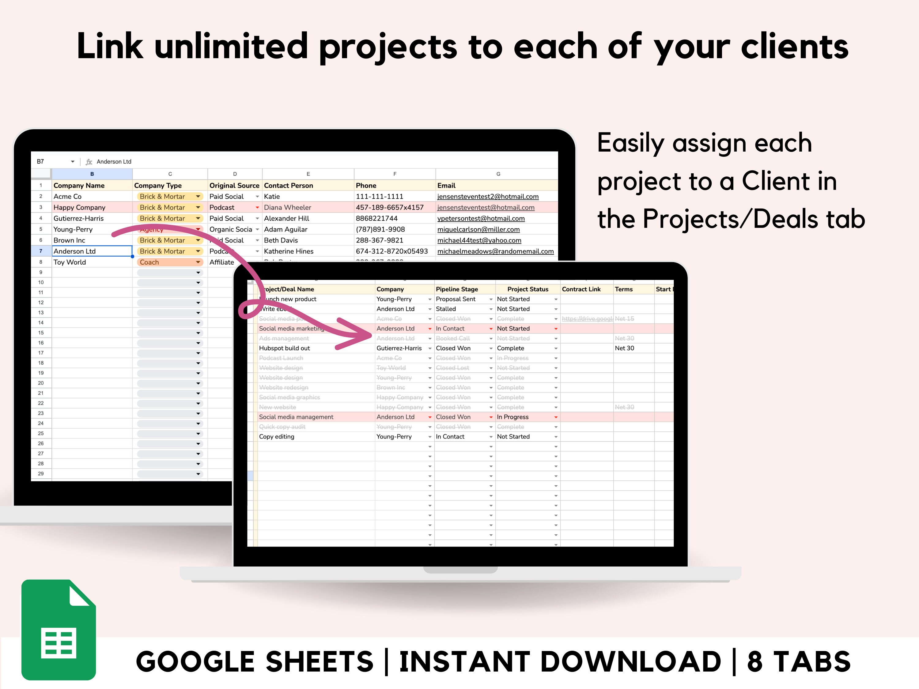 Client Tracker Spreadsheet | Google Sheets Template for Consultants ...
