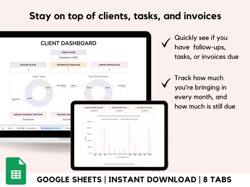 Client Tracker Spreadsheet | Google Sheets Template for Consultants ...