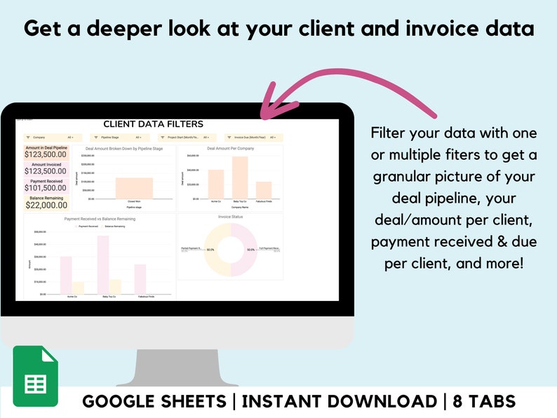 Client Tracker Spreadsheet Google Sheets Template for Consultants ...