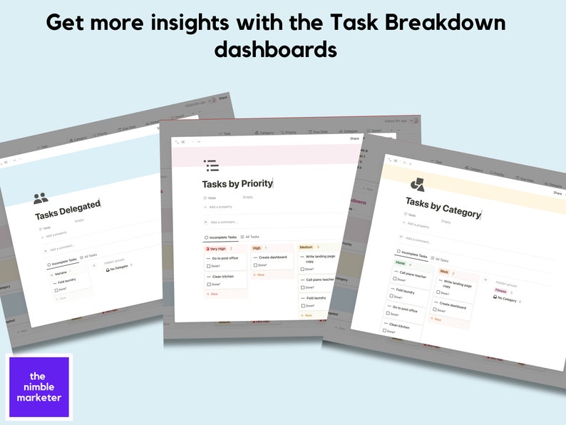 Task Tracker Notion Template |to-do List Planner | Notion Task Management Template | Dashboards ...