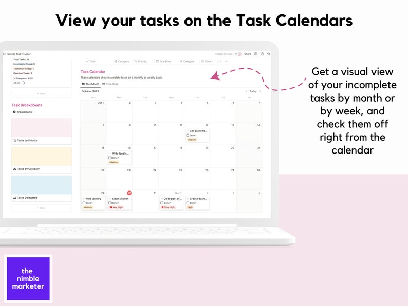 Task Tracker Notion Template |to-do List Planner | Notion Task Management Template | Dashboards ...