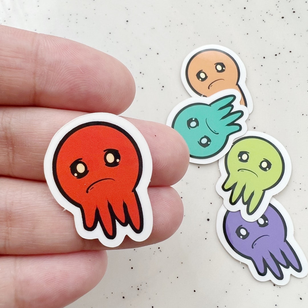 Sad Squid Sticker / Vinyl Sticker/ Colourful Sticker / Laptop Sticker ...