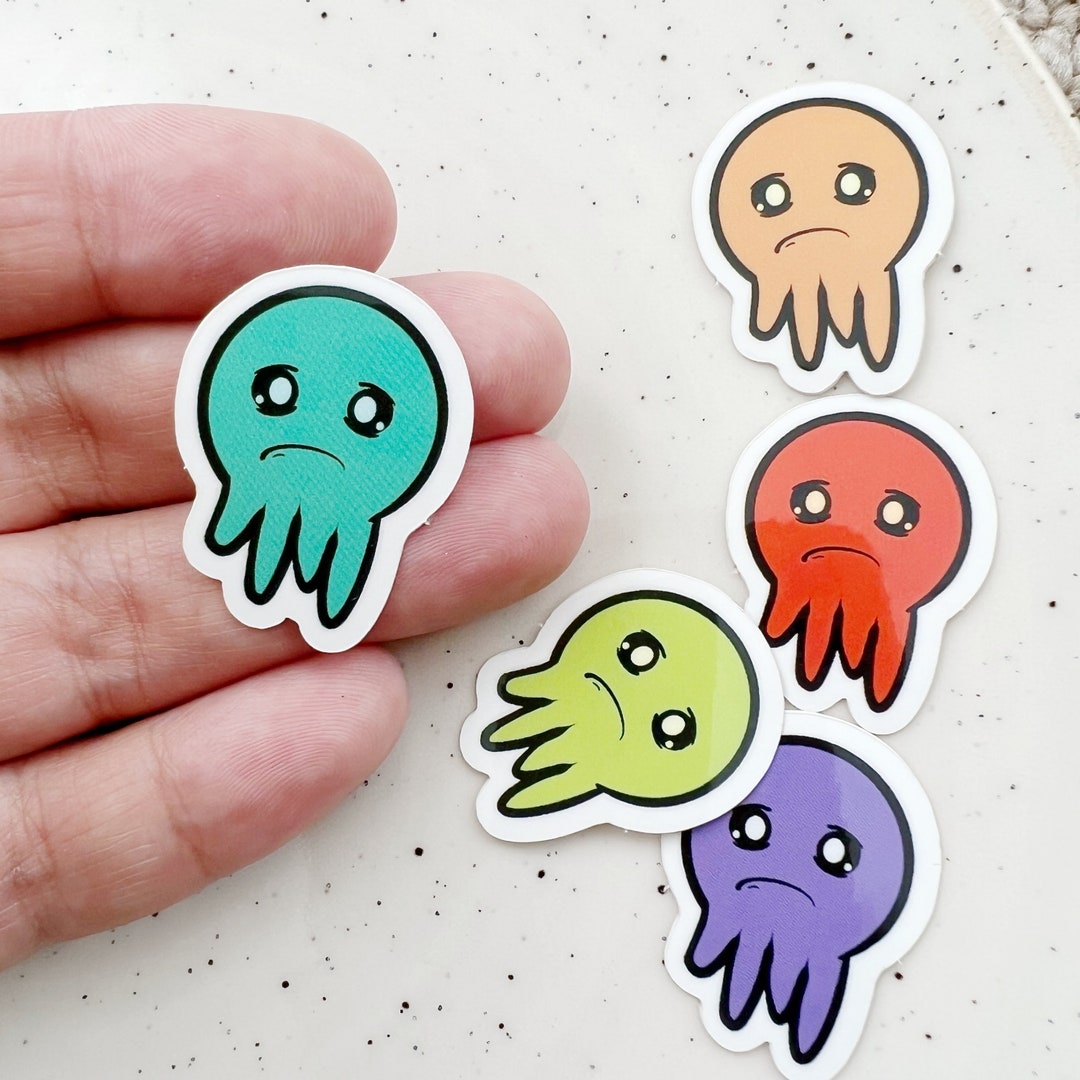 Sad Squid Sticker / Vinyl Sticker/ Colourful Sticker / Laptop Sticker ...