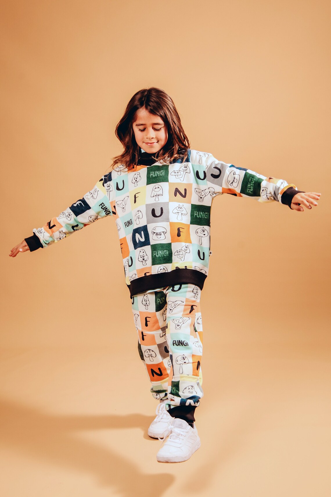 Organic Pima Cotton Kids Vintage Style Joggers, French Terry Fungi ...