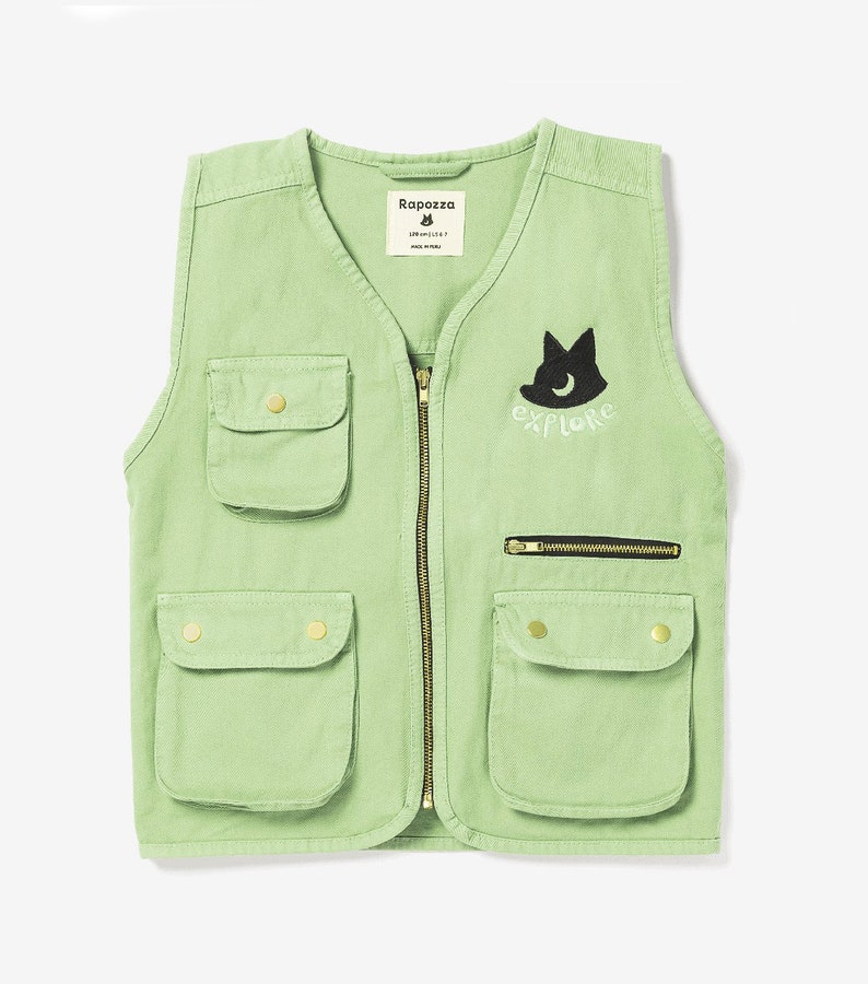 Kids Utility Vest, Gender-Neutral Green Explorer Vest for Kids ...