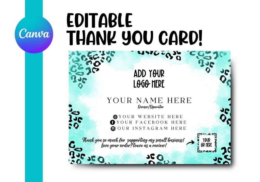 Editable Canva, Business Thank You Cards, Thank You Inserts, Printable ...
