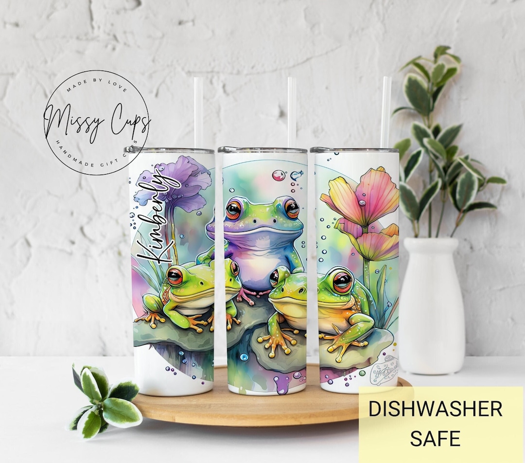 Floral Frog Personalized Tumbler, Frog Lover Gifts for Women, Frog ...