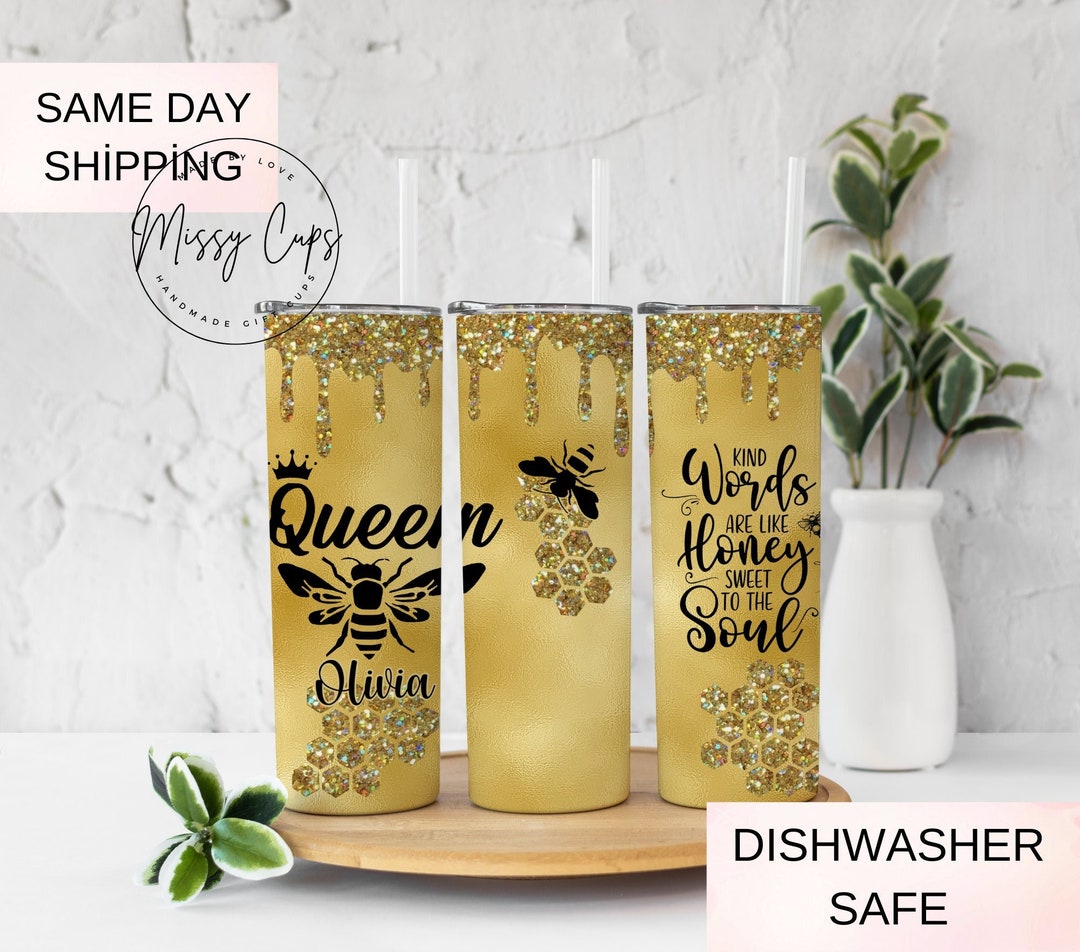 Bee Tumbler Personalized, Queen Bee Tumbler With Straw, Bee Gifts for Women, Bee Cup for Women ...