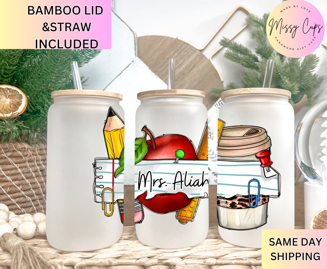 Teacher Glass Cup Personalized, Teacher Gift, Teacher Glass Tumbler ...