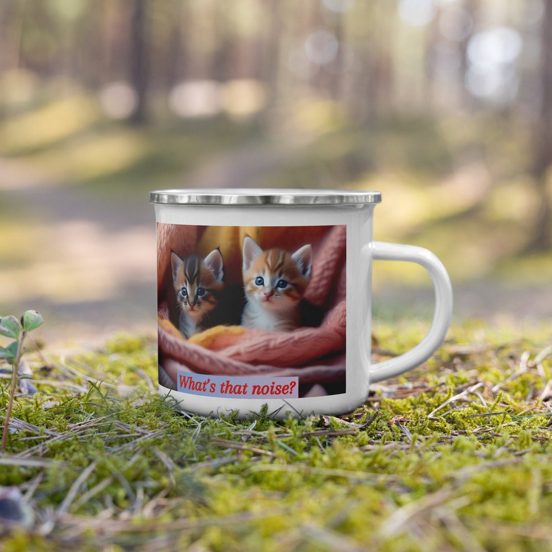 Enamel Mug of 2 Cute Little Kittens whats That Noise - Etsy