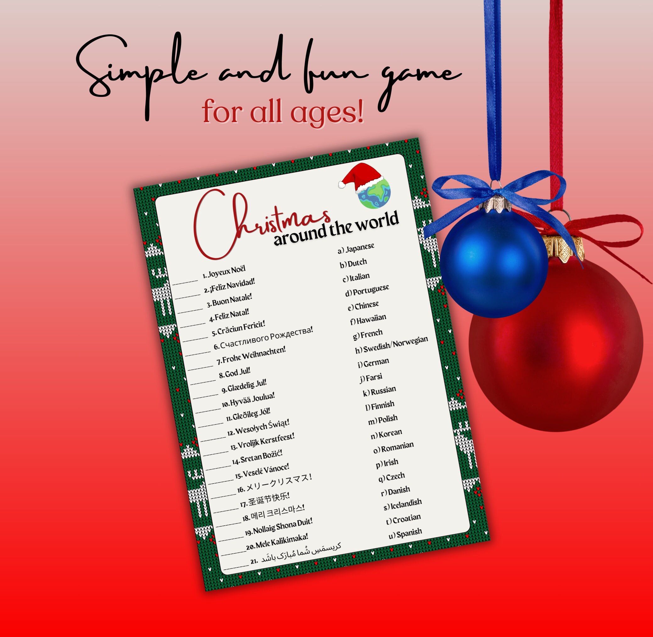 Christmas Games Digital Download Game Christmas Party Games Holiday ...