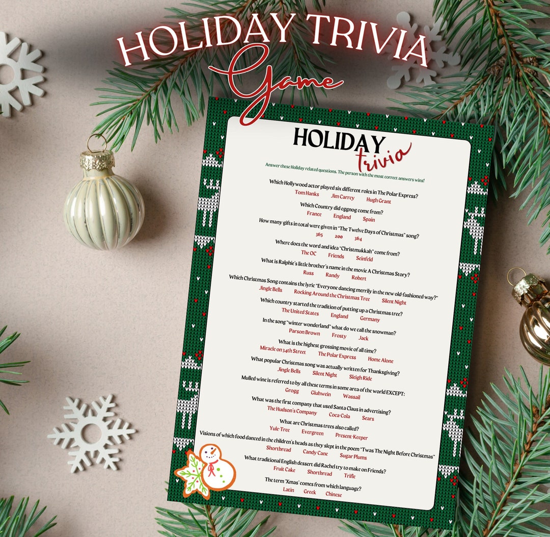 Christmas Games Christmas Trivia Game Holiday Trivia Printable ...