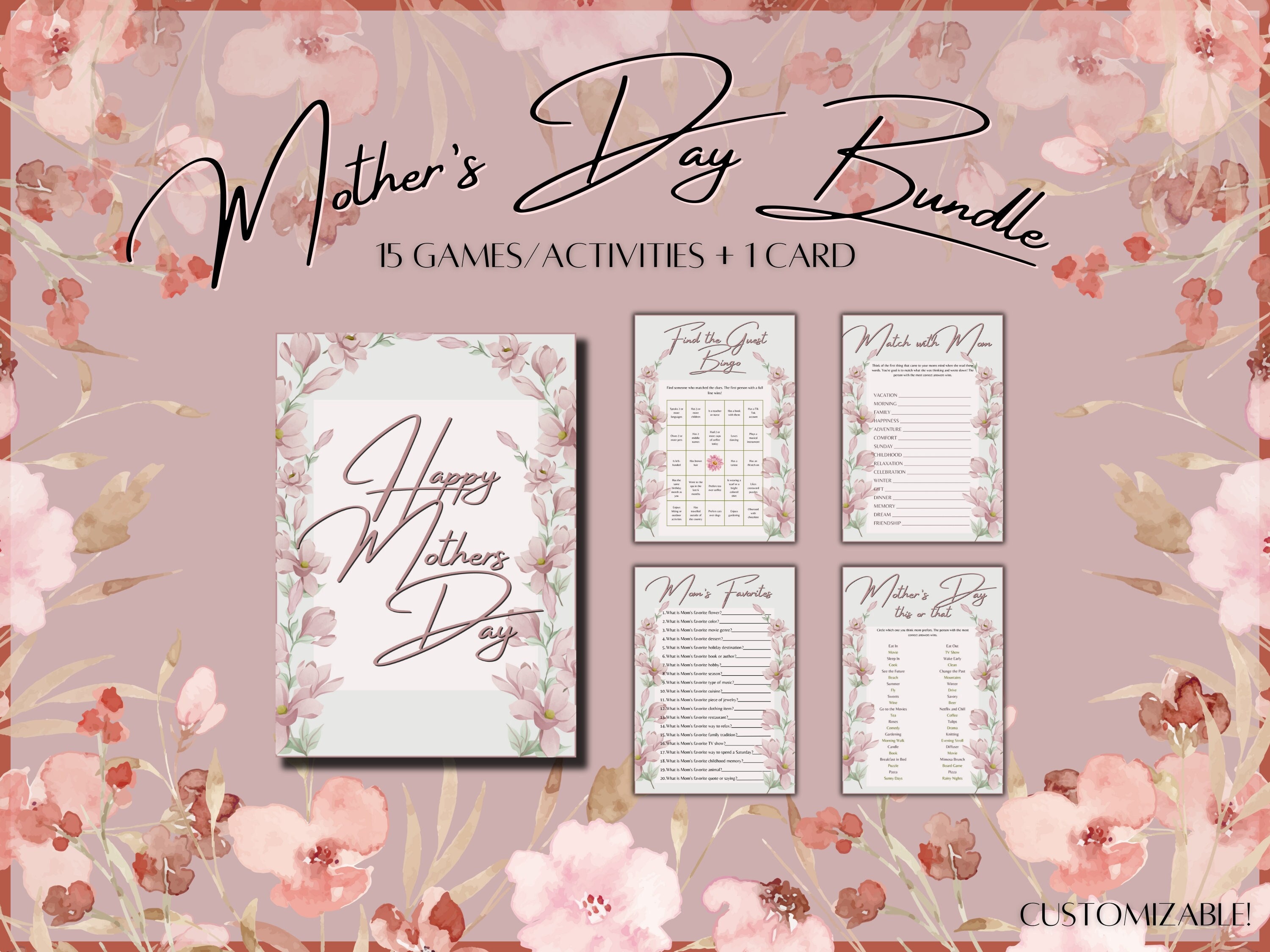 Mother's Day Games Printable Mothers Day Word Search, Mother's Day ...