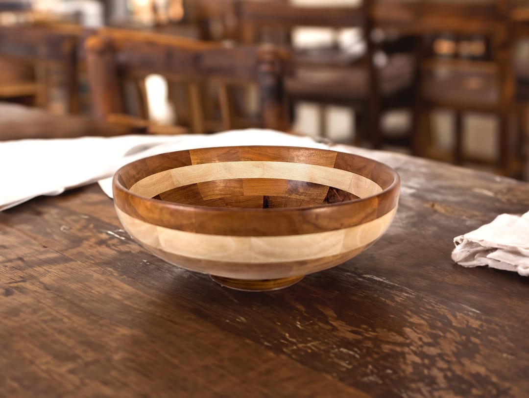 Handmade Segmented Woodturned Bowl With Vintage Cherry Wood and Maple ...