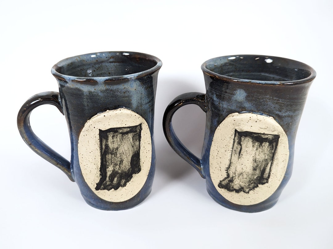 Blue Indiana Stoneware Mugs, 14oz - Etsy