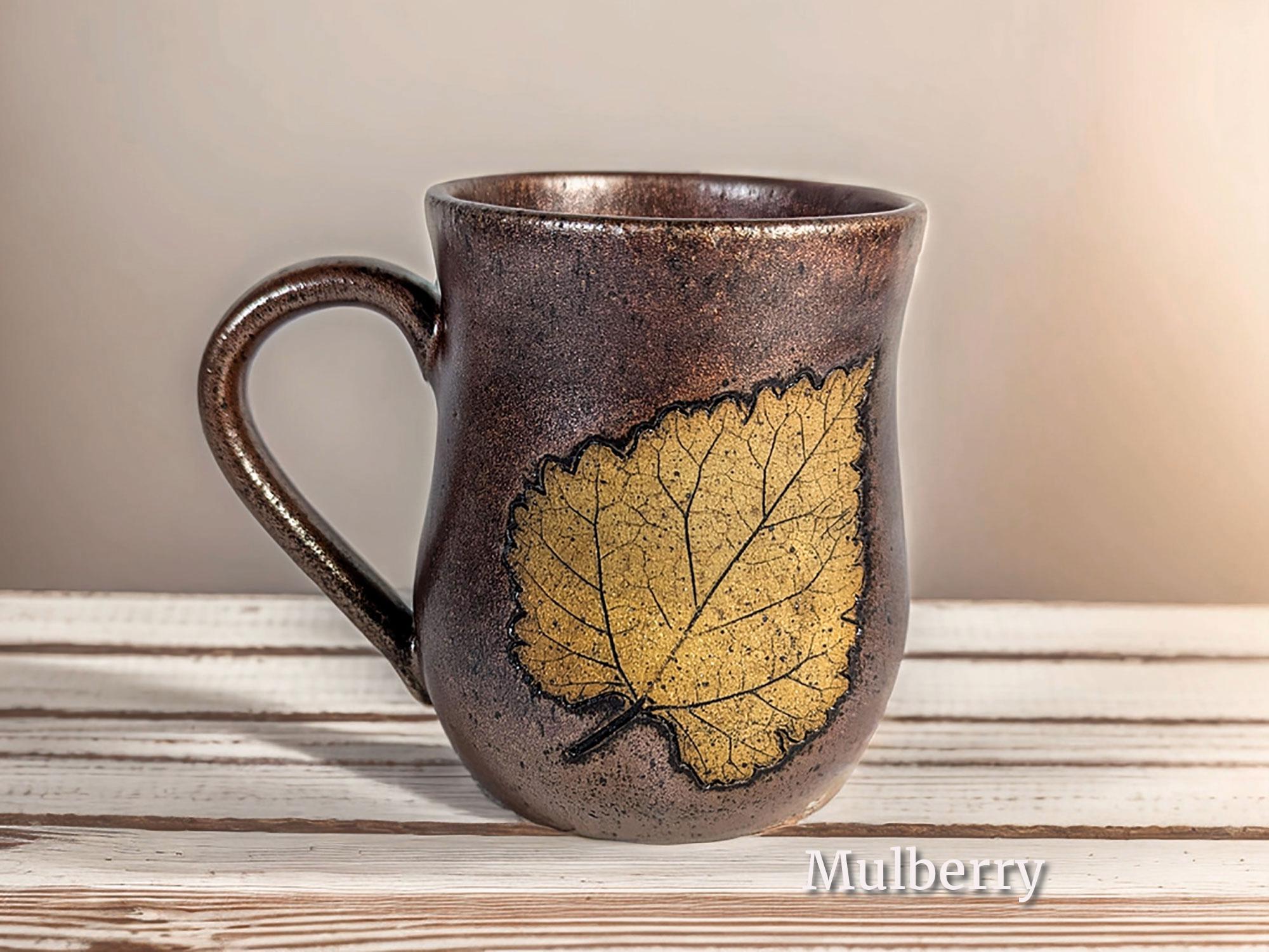 Rustic Stoneware Copper Leaf Mug(s) - Maple, Oak, Mulberry, Sweetgum - Etsy