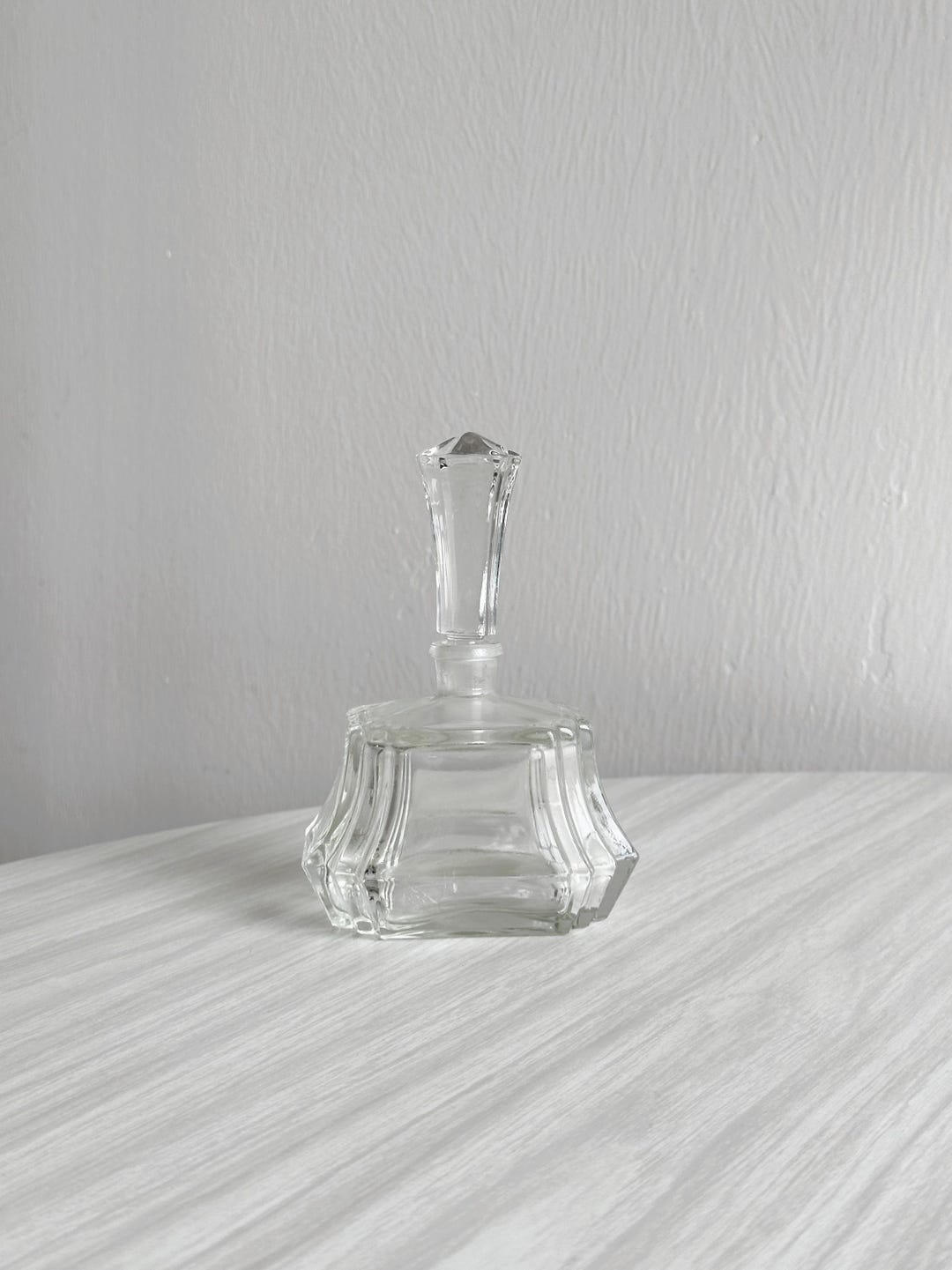 Faceted Clear Glass Vial, Vintage Design, Elegant Perfume Bottle, Art ...