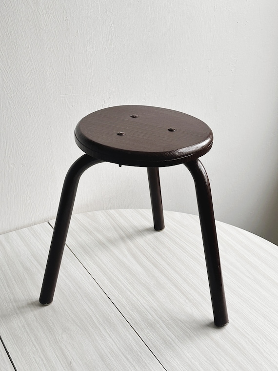 Dark Brown Metal Stool Minimalist Three Legged Design Compact and Rustic Design Small Accent Decoration Small Furniture Etsy