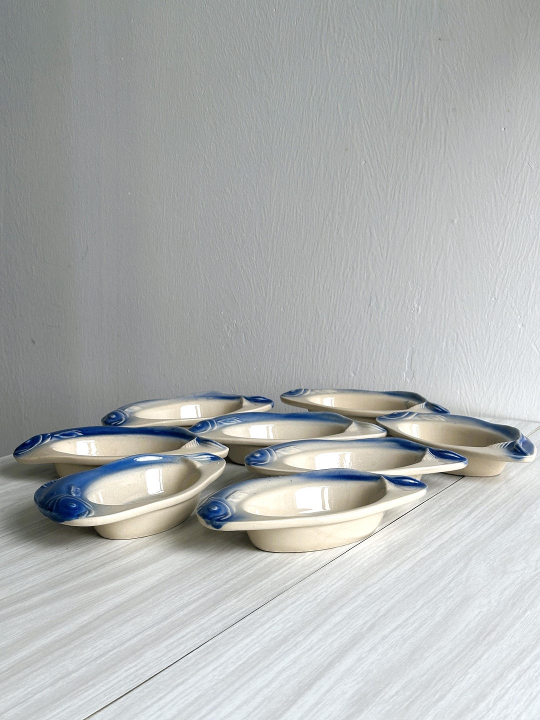 8 Fish Motif Ramekins, Marine Decor, Seaside, Perfect Seafood Service ...