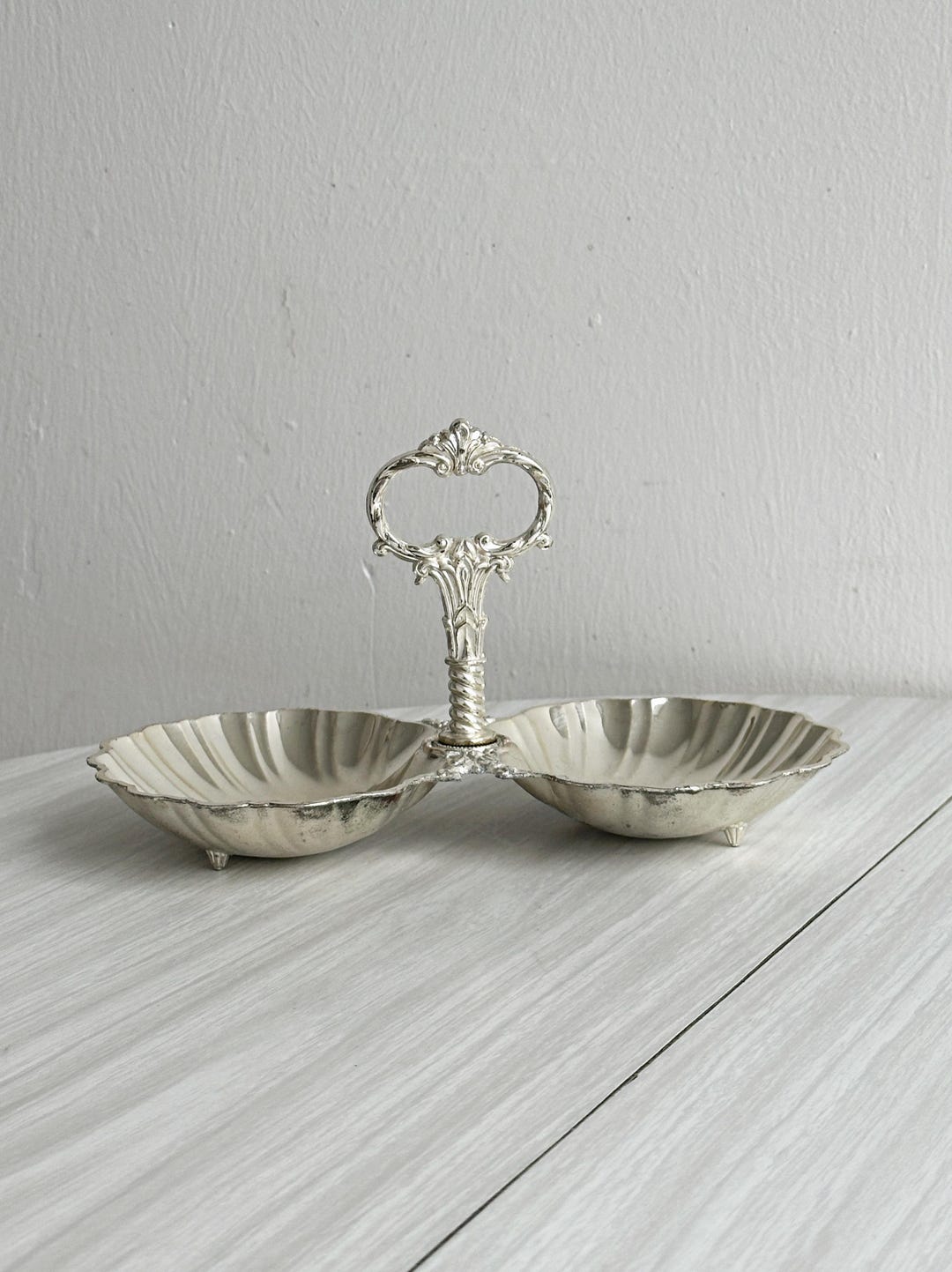 Metal Serving Platter, Double Antique Seashell, Elegant Table ...
